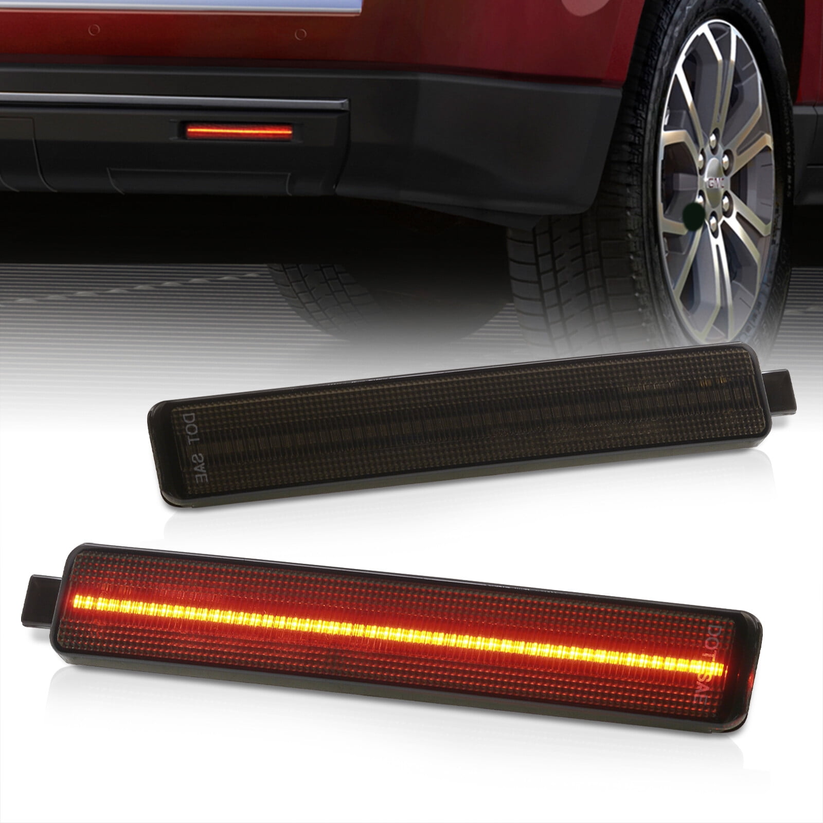 AJP Distributors Smoke Lens Red LED Rear Bumper Reflector Tail Lights ...