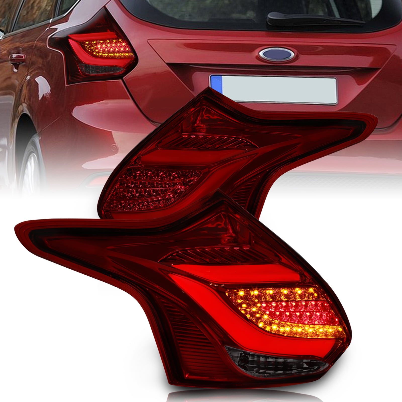 AJP Distributors Smoked Red Lens Chrome Housing LED Tail Lights Brake ...