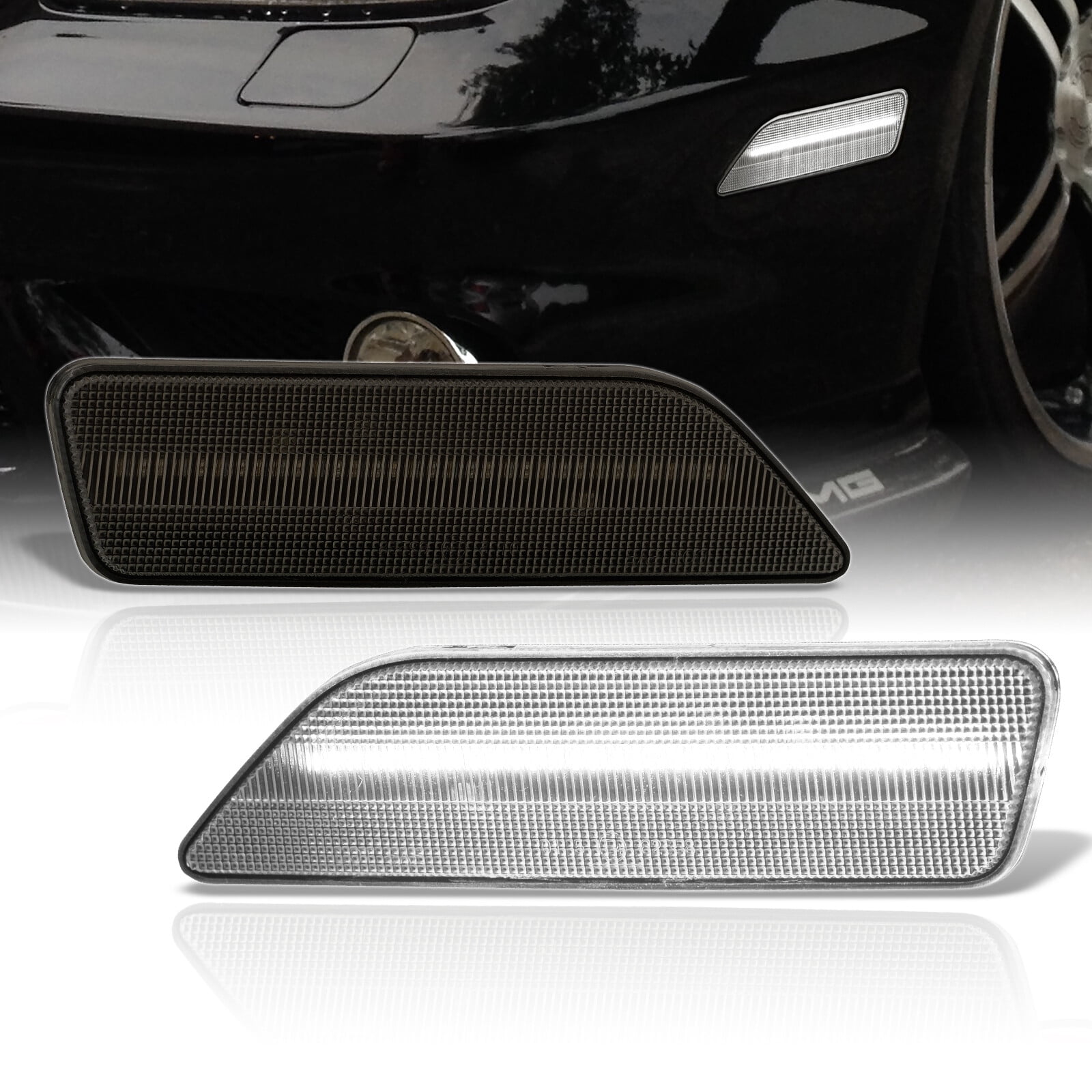AJP Distributors Smoked White LED Front Bumper Side Marker Lights Lamps ...