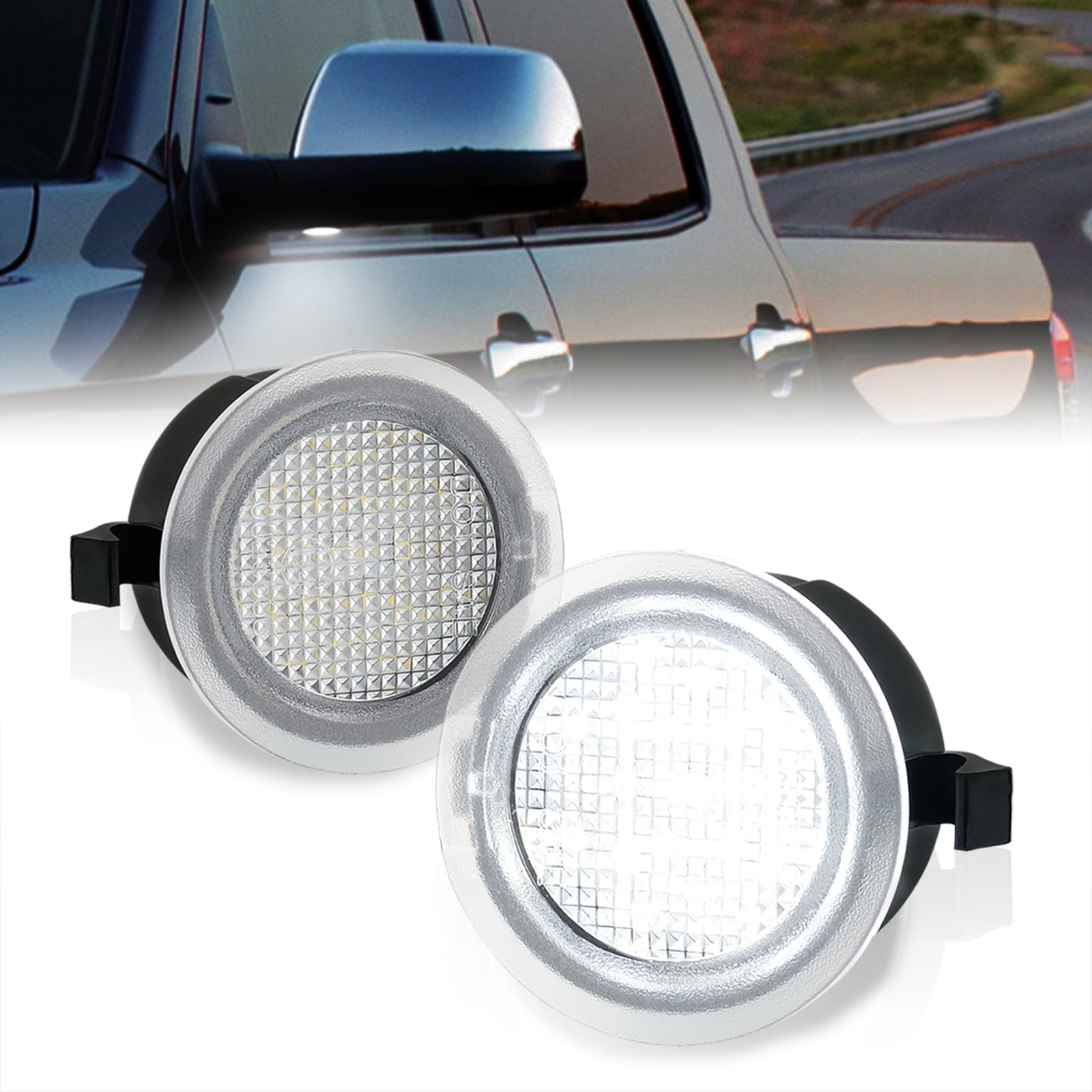 AJP Distributors White LED Side Under Mirror Towing Puddle Lights Lamps ...
