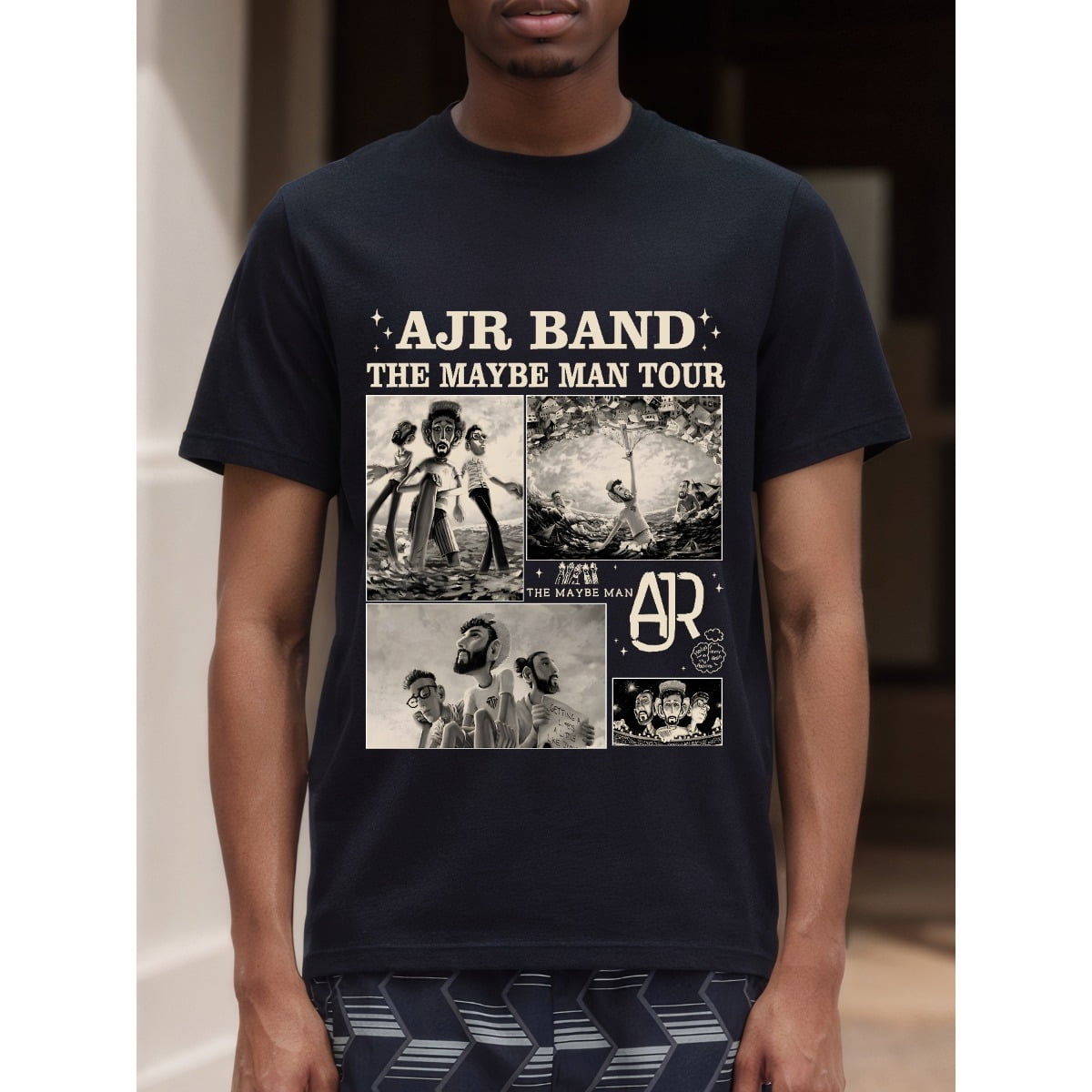 AJR Band Vintage Concert T-Shirt - Regular Fit, Black Cotton Tee with ...