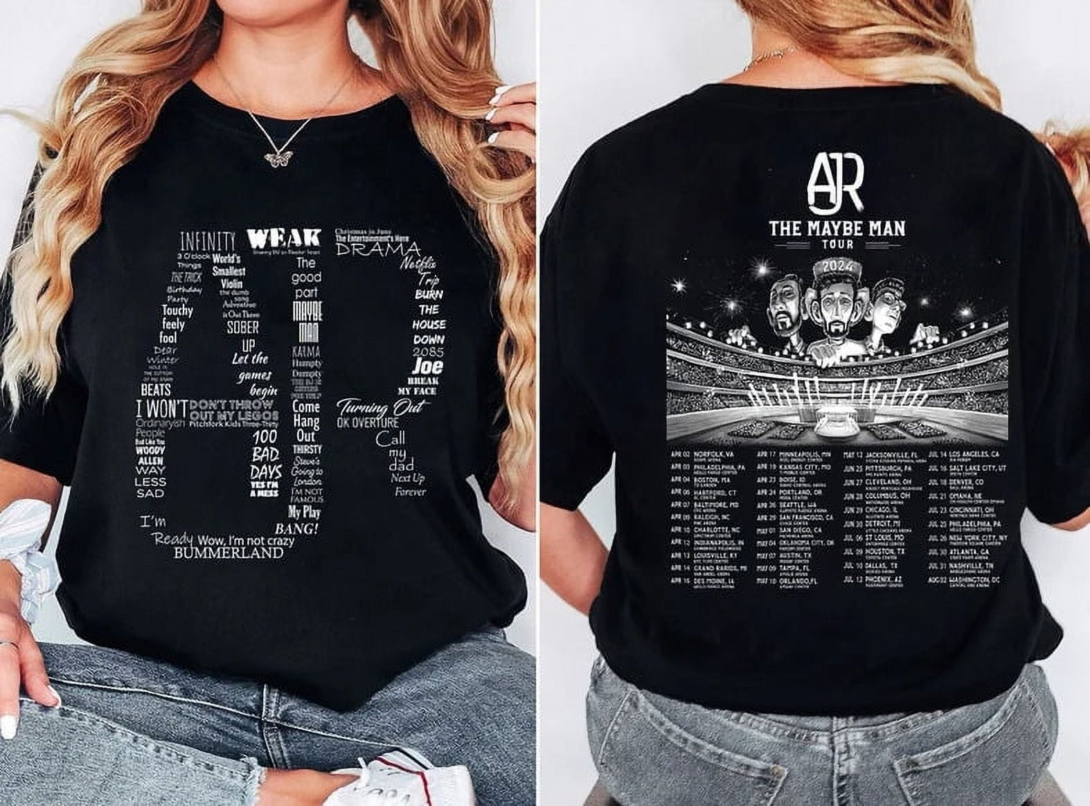 AJR The Maybe Man Tour 2024 Two-Sided Shirt, AJR Band Fan Shirt ...