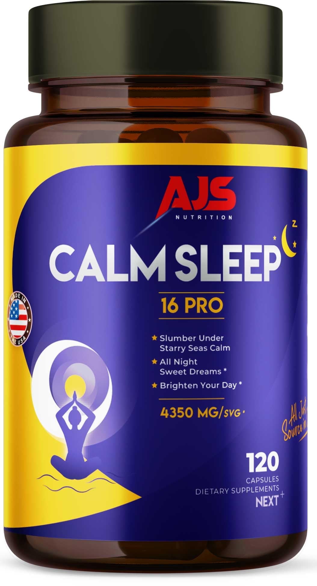AJS Relaxation & Sleep Capsules - 120CT | Natural Calm Formula with Melatonin, L-Theanine, GABA ...