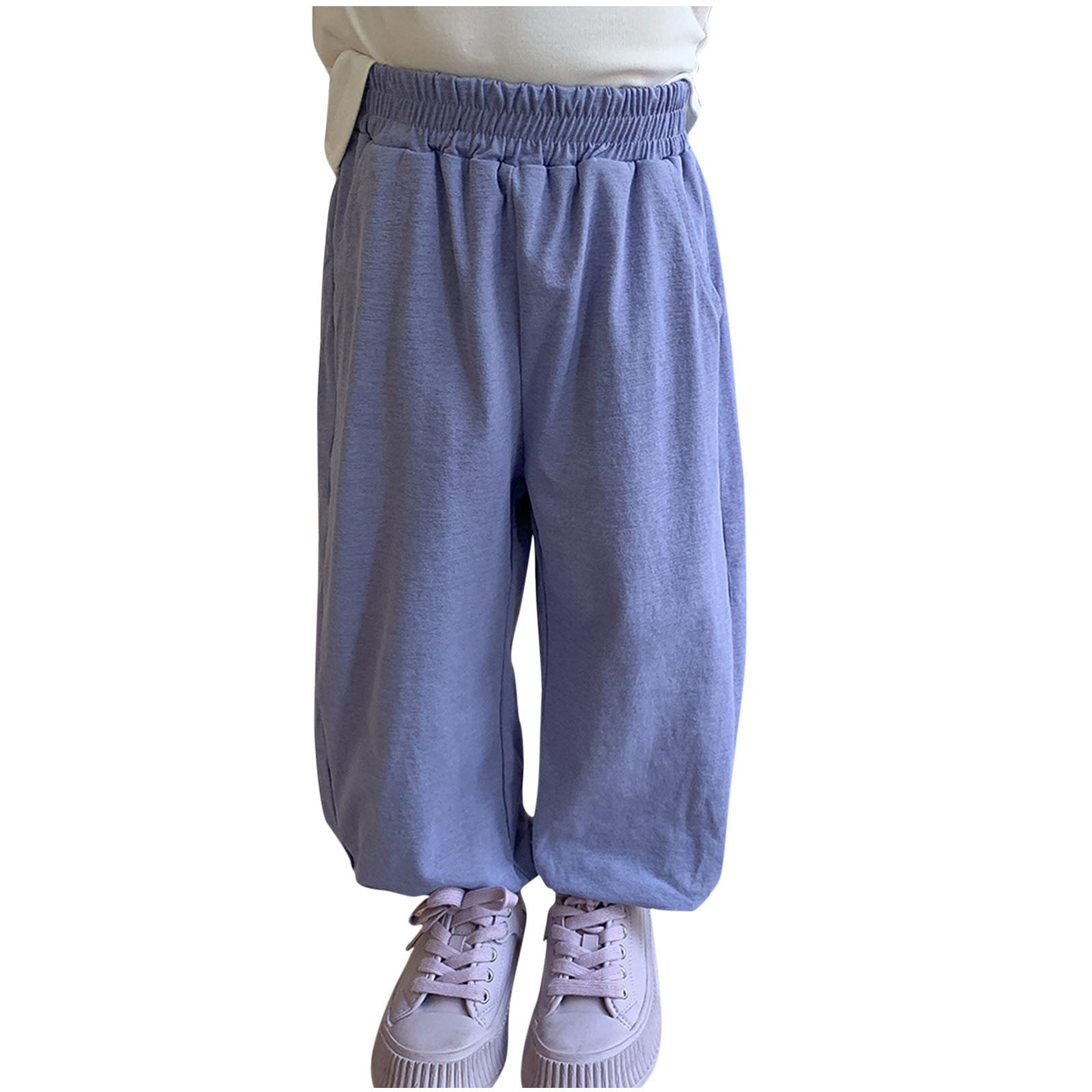 AJTQTH Casual Cotton Linen Pants for Kids Boys Girls Unisex Elastic ...