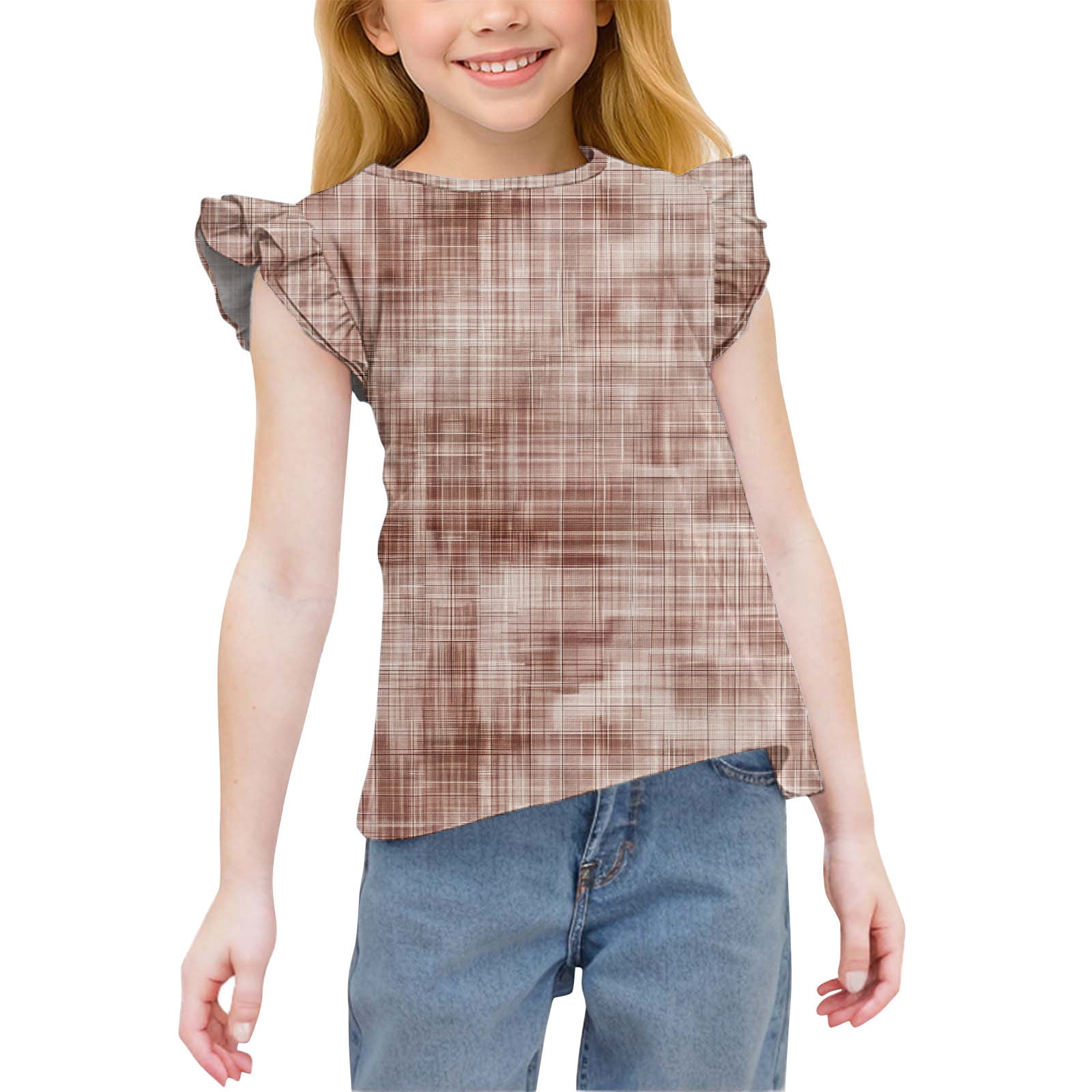 AJTQTH Cute Teen Girls Summer Tops Ruffled Short Sleeve Casual Floral ...