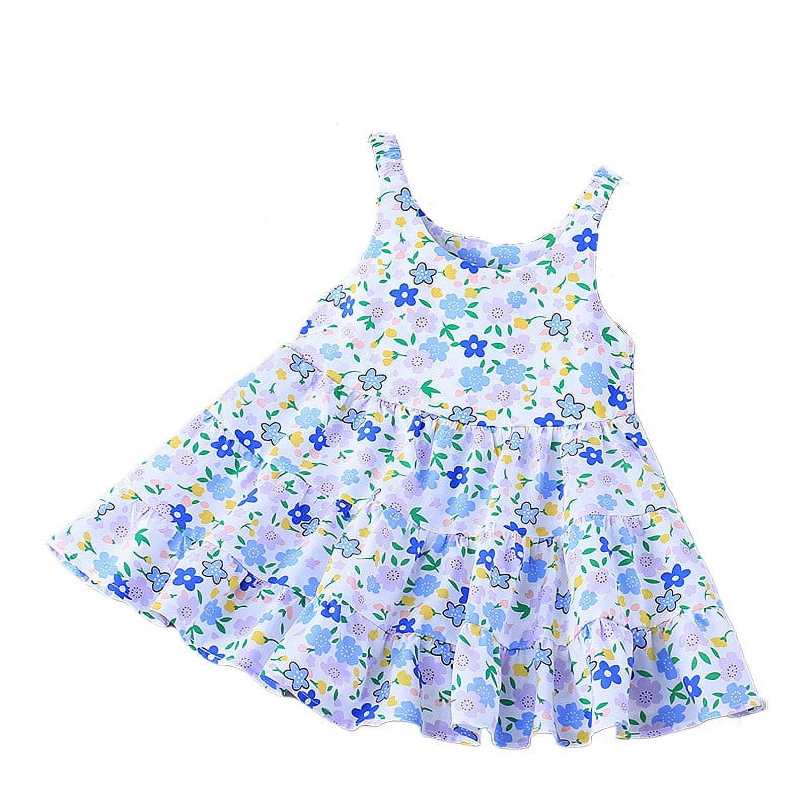 AJTQTH Girls Floral Print Dress for Summer Casual Party Swimming Travel ...