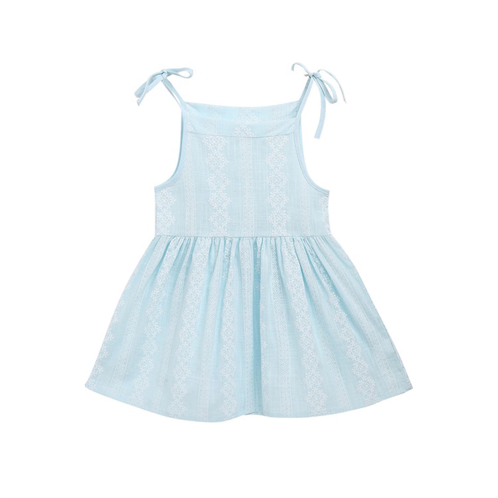 AJTQTH Girls Summer Cotton Linen Sundress Vintage Printed Bowties ...