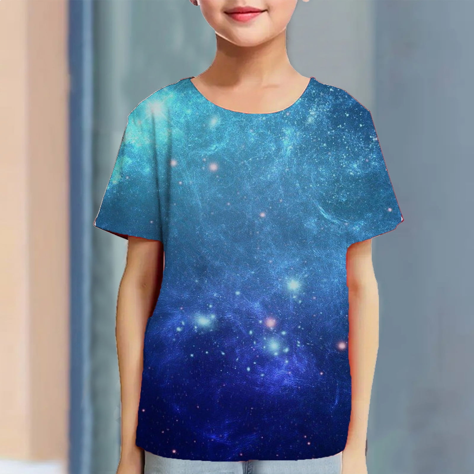 AJTQTH Kids Boys T-Shirts Cute 3D Galaxy Print Summer Short Sleeve ...