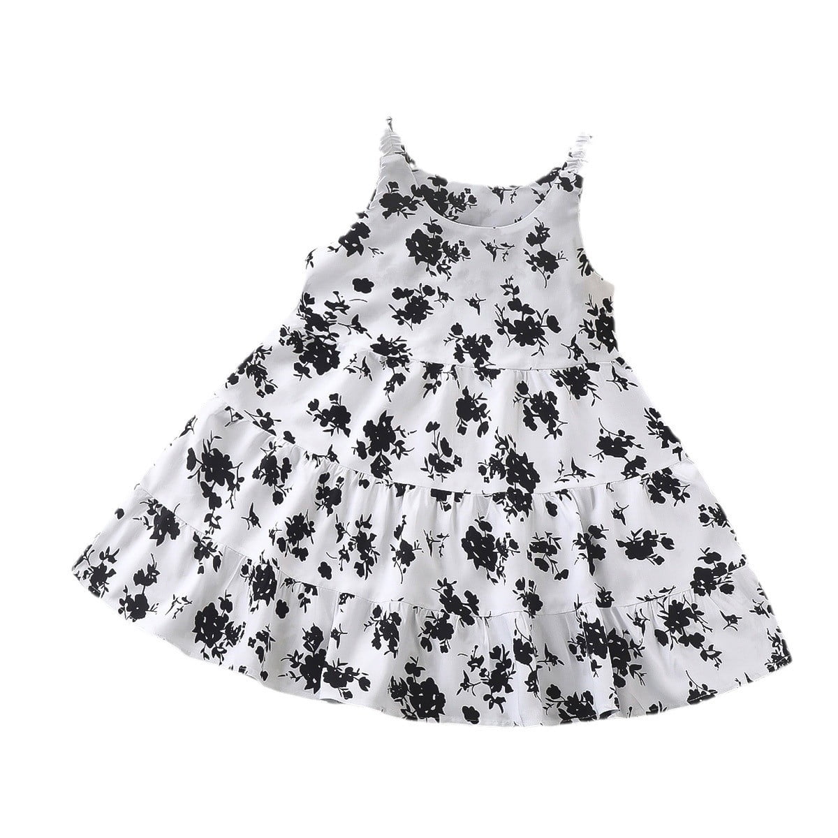 AJTQTH Kids Cute Floral Print Dress Summer Girls Straps Sleeveless ...