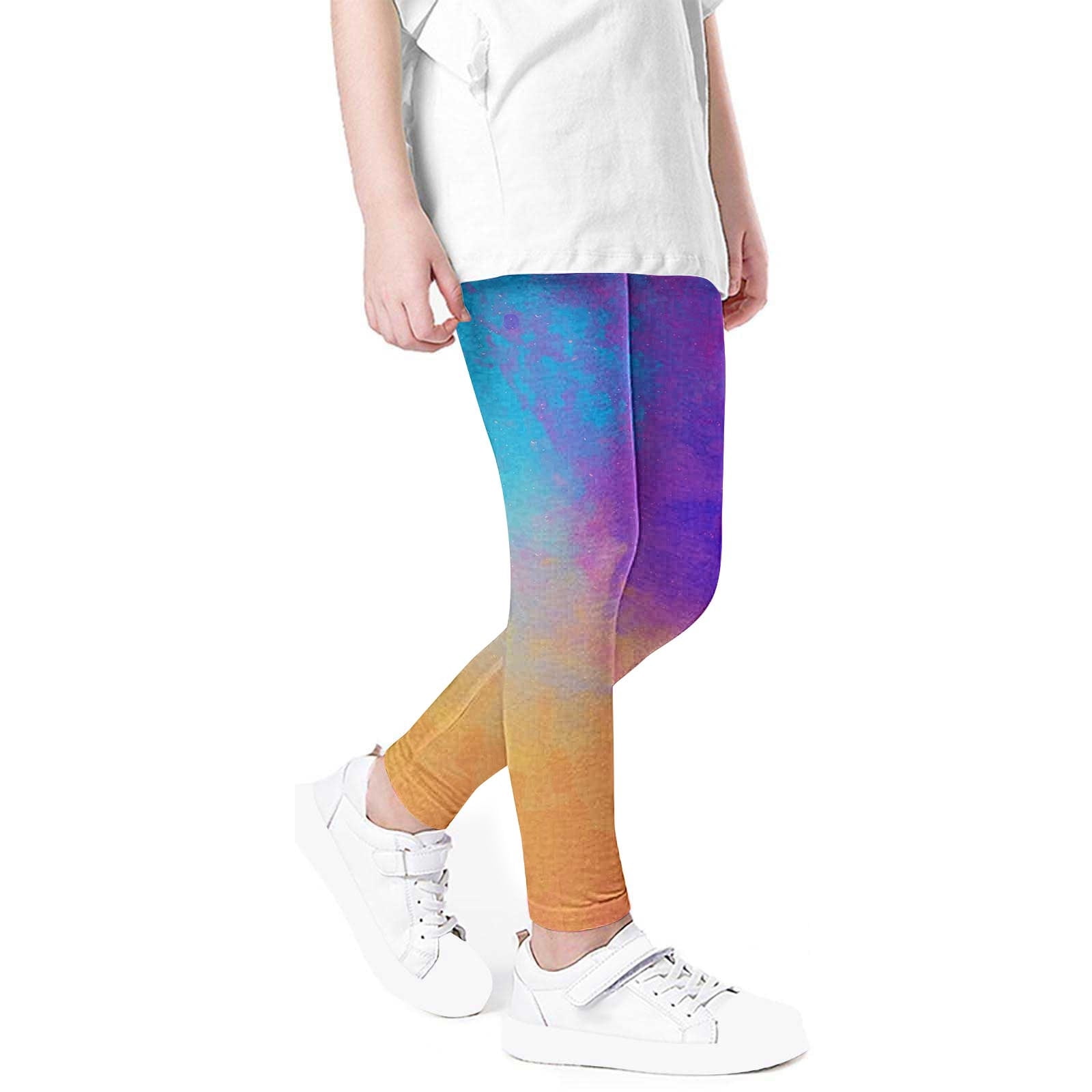 AJTQTH Kids 3D Print Leggings Boys Girls Tie-Dye Gradient Color ...