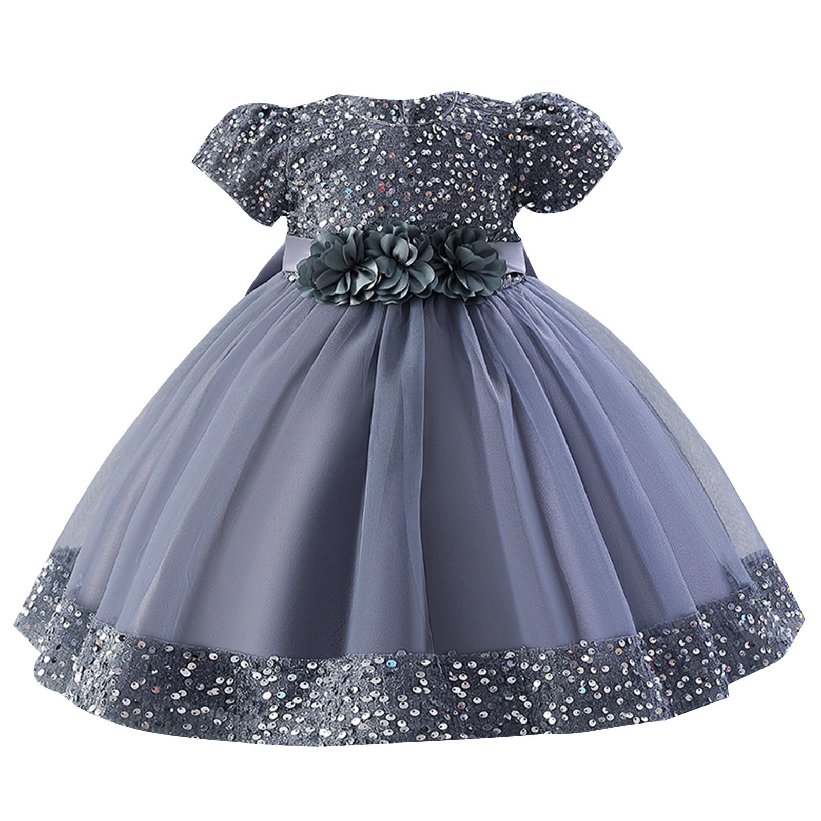 AJTQTH Little Girls Princess Dress Baby Toddler Round Neck Sequins ...