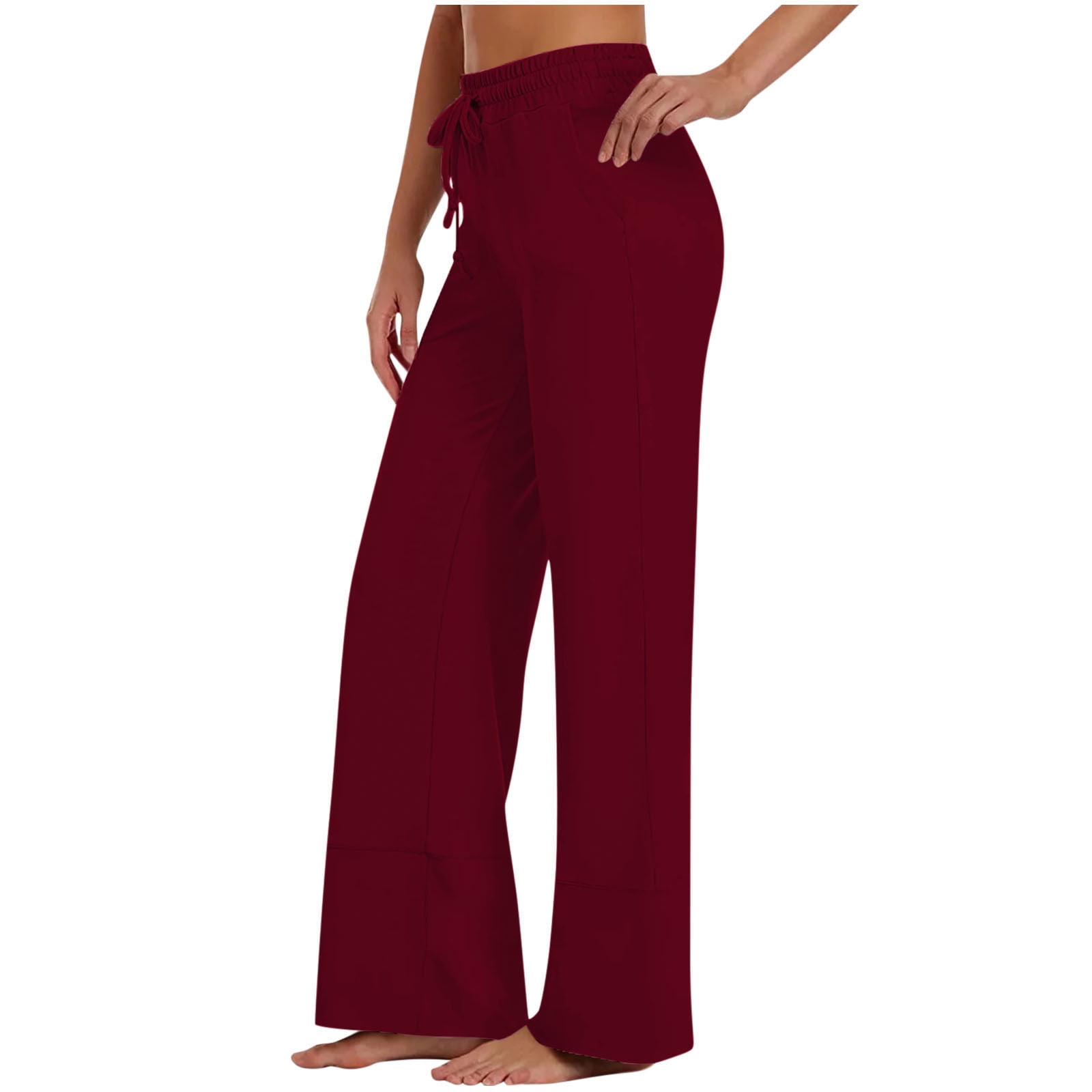 AJTQTH Lounge Pants Trousers for Women Drawstring Casual Wide-Leg ...