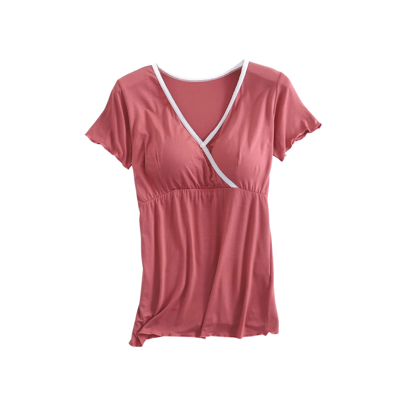 AJTQTH Maternity Tops for Women Oversized V-Neck Short-Sleeved Tees ...