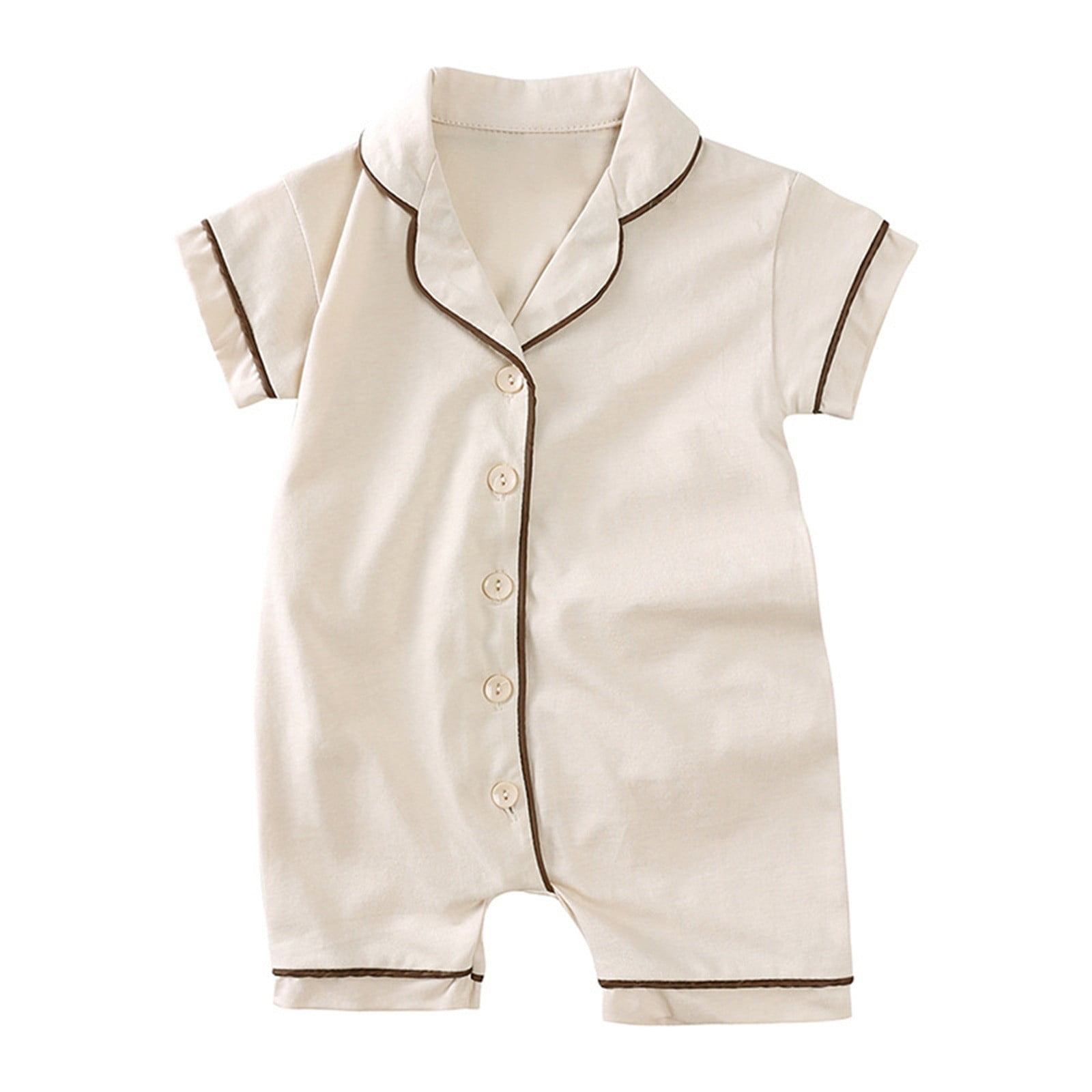 AJTQTH Rompers for Baby Girls Boys Unisex Lapel Short-Sleeved Button ...