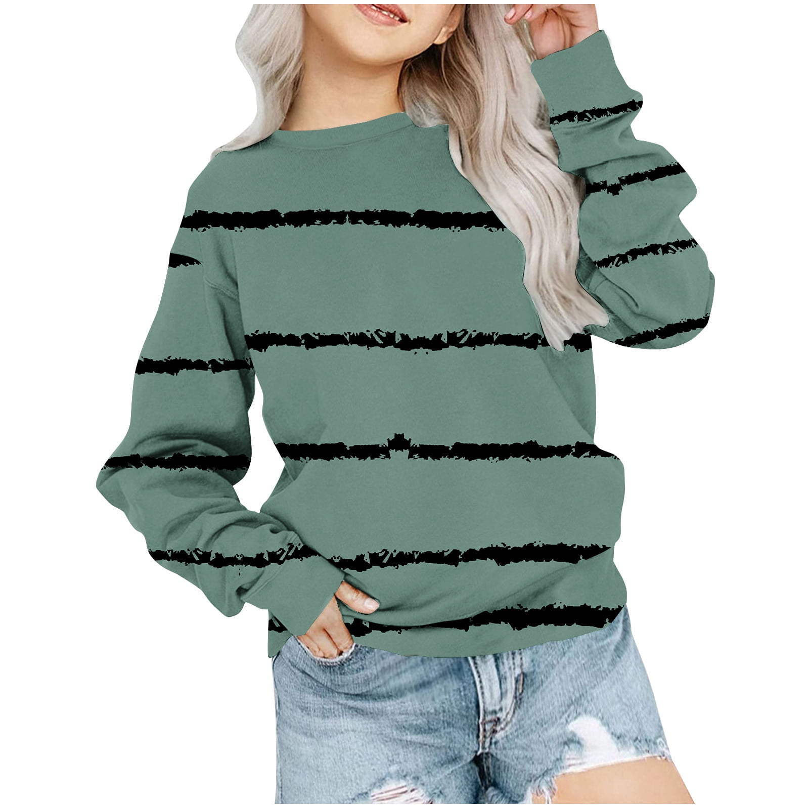 AJTQTH Stylish Striped Sweaters for Girls Toddler Kids Long Sleeve ...