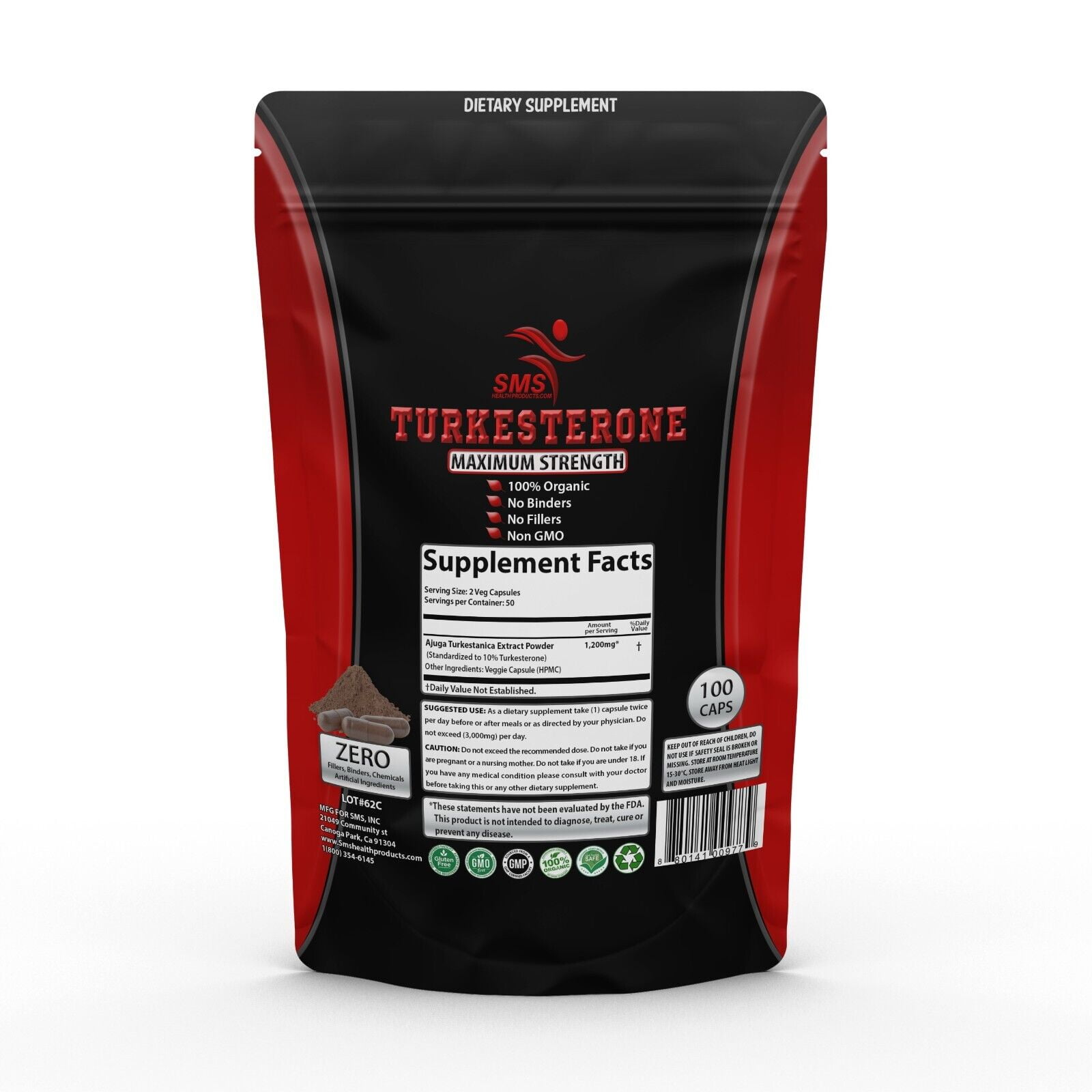 AJUGA TURKESTANICA High Potency Extract 10%TURKESTERONE 100 Capsules ...