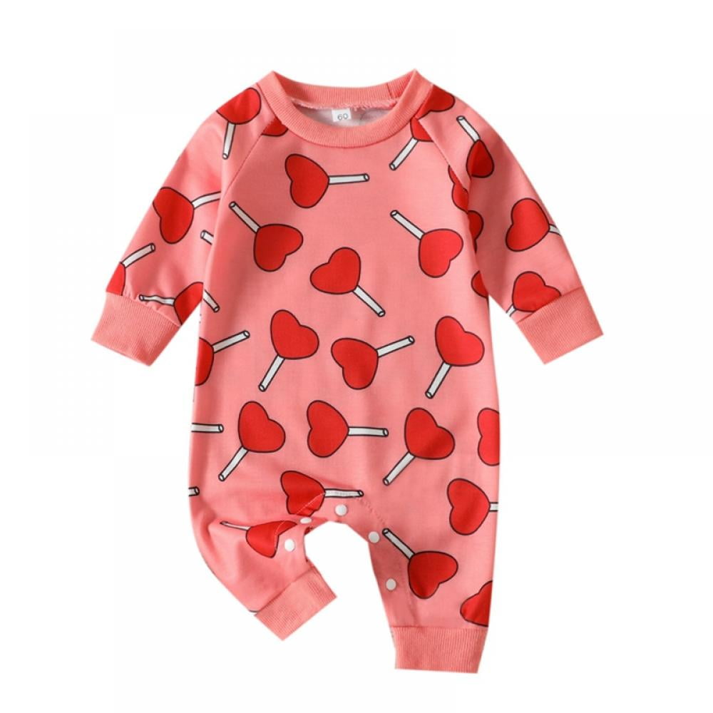 AJZIOJIRO 0-18M Baby Girl Onesie Heart-Shaped Print Baby Girl Bodysuit ...