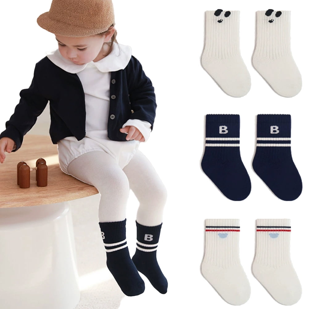 AJZIOJIRO 0-8Y Toddler Non Slip Crew Socks Comfort Breathable Thin ...