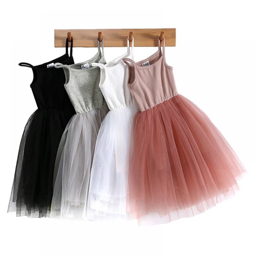 AJZIOJIRO 1-8T Summer Kids Girls Sling Princess Dresses Mesh Puffy ...