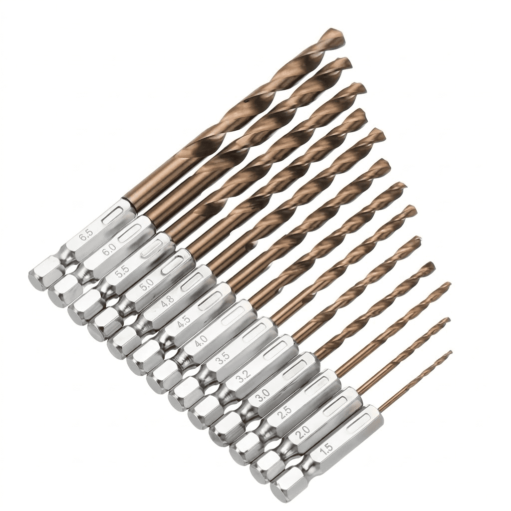 AJZIOJIRO 13 Pcs Titanium Coated HSS Twist Drill Bit Set, Hex Shank ...