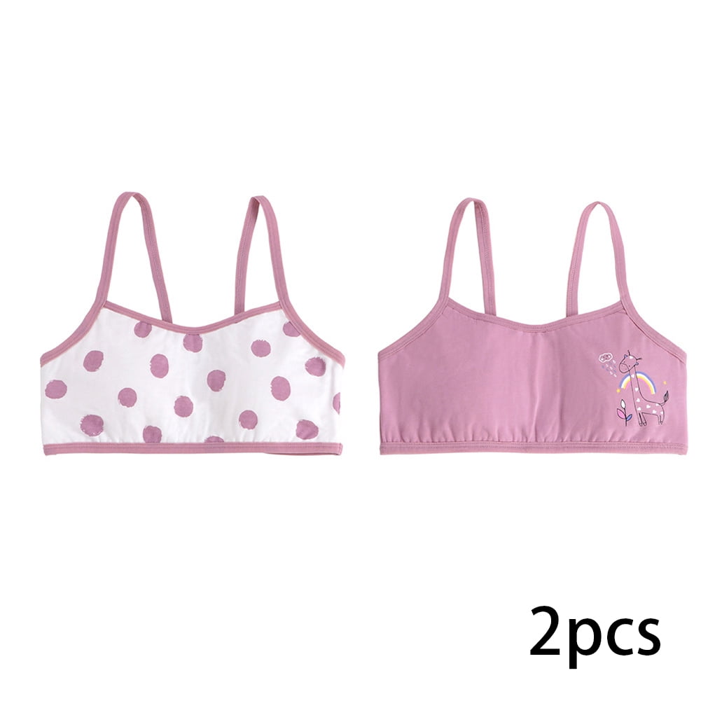 AJZIOJIRO 2 Pairs Kids Girls Trim Bralette Bra Teens Rib Spaghetti ...
