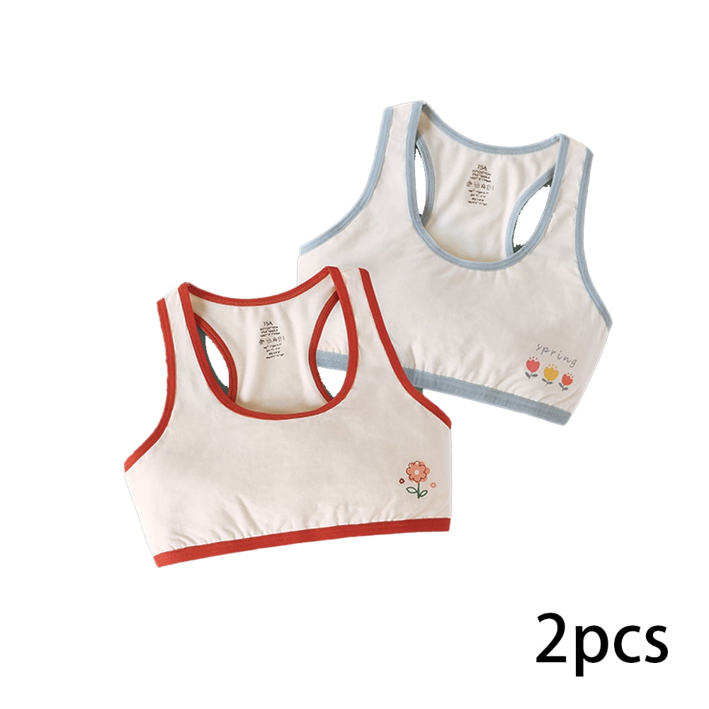 AJZIOJIRO 2PCS Kids Teens Girls Trim Bralette Bra Rib Spaghetti Strpa ...