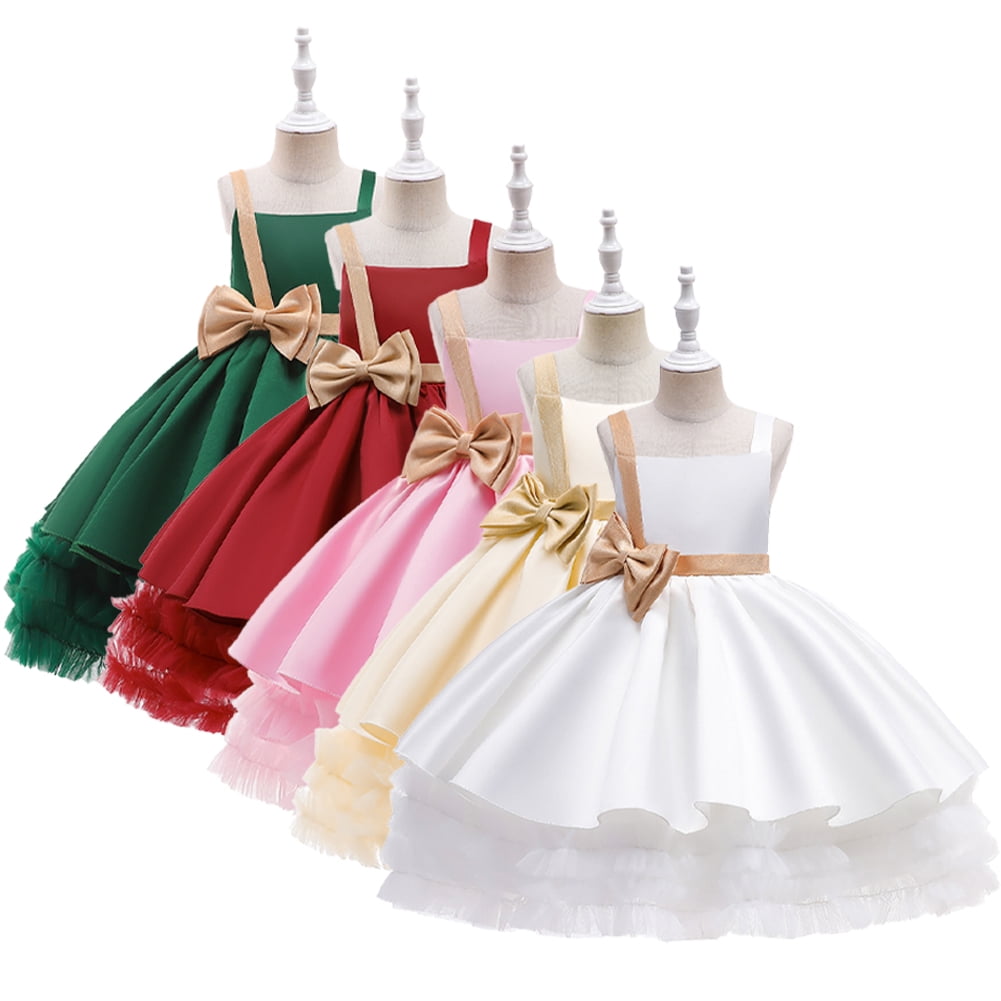 AJZIOJIRO 3-13T Flower Girls Satin Tutu Dress A-Line Sleeveless ...
