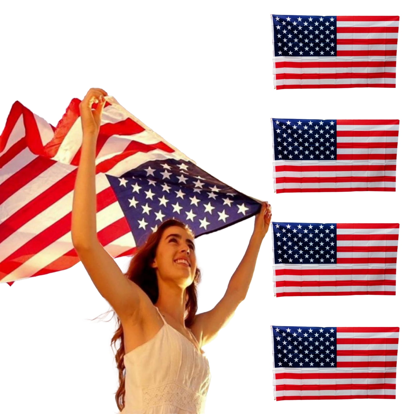 AJZIOJIRO 4PACK 3x5 USA Flag Polyester America Flag America Stars ...