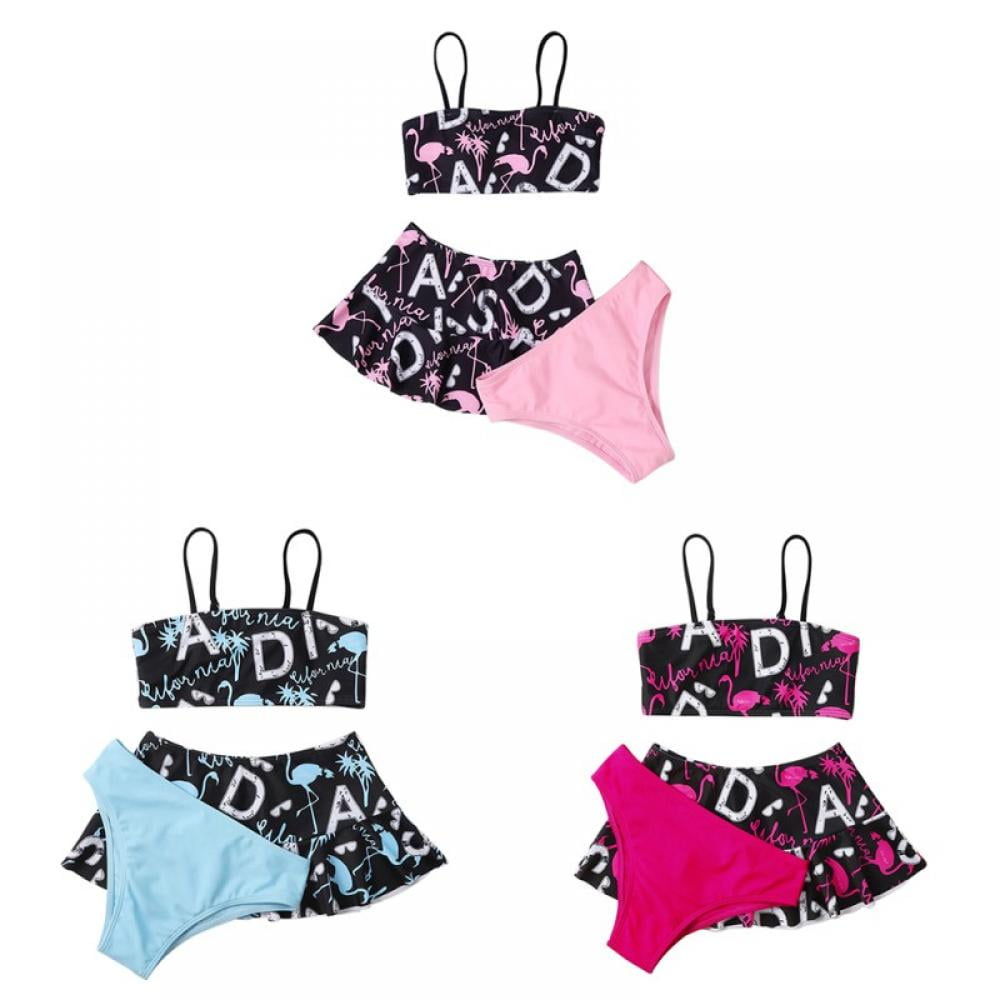 AJZIOJIRO 7-12Years Girl's 3-piece Bathing Suit Swimswear Swimsuit with ...