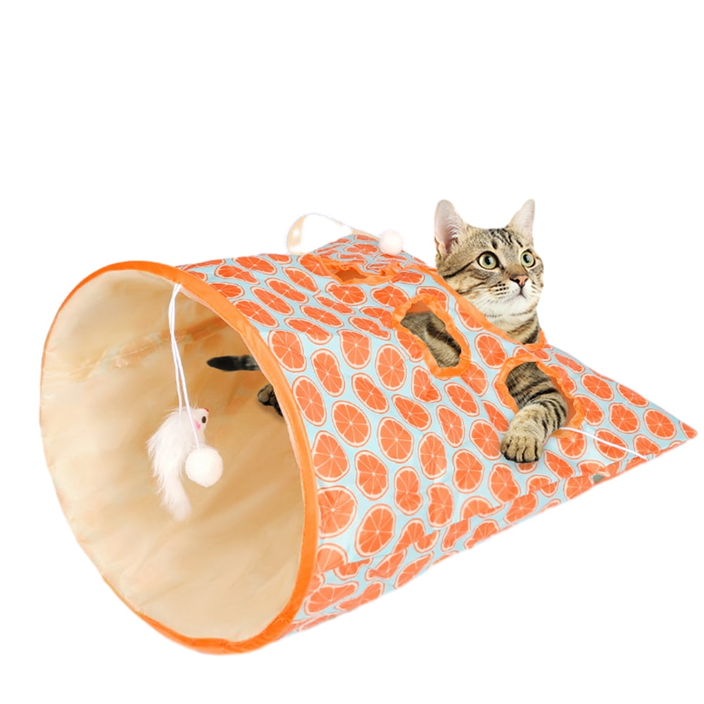AJZIOJIRO Cat Tunnel Toys with Pretty Print Foldable Kitten Interactive ...