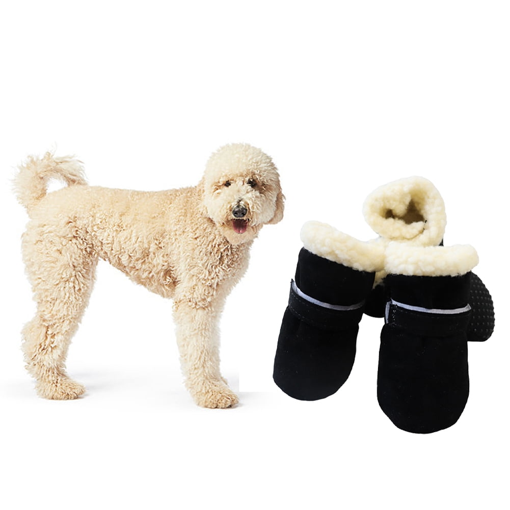 AJZIOJIRO Dog Shoes Winter Thick Plush Dog Booties for Outdoor Walking ...