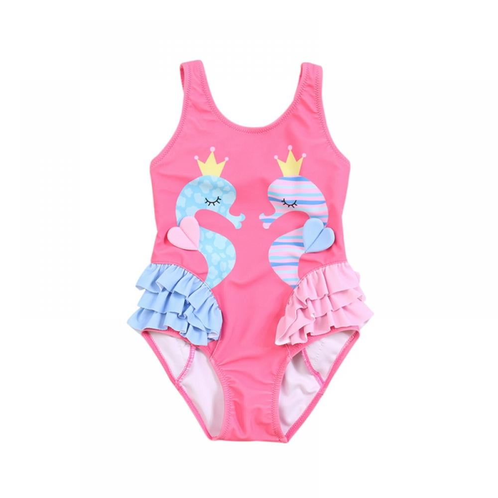 AJZIOJIRO Girl One Piece Swimsuit Ruffle Strap Cartoon Princess ...
