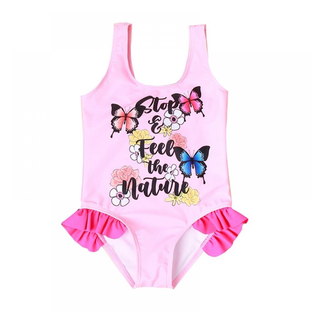 AJZIOJIRO Girl One Piece Swimsuit Ruffle Strap Cartoon Princess ...