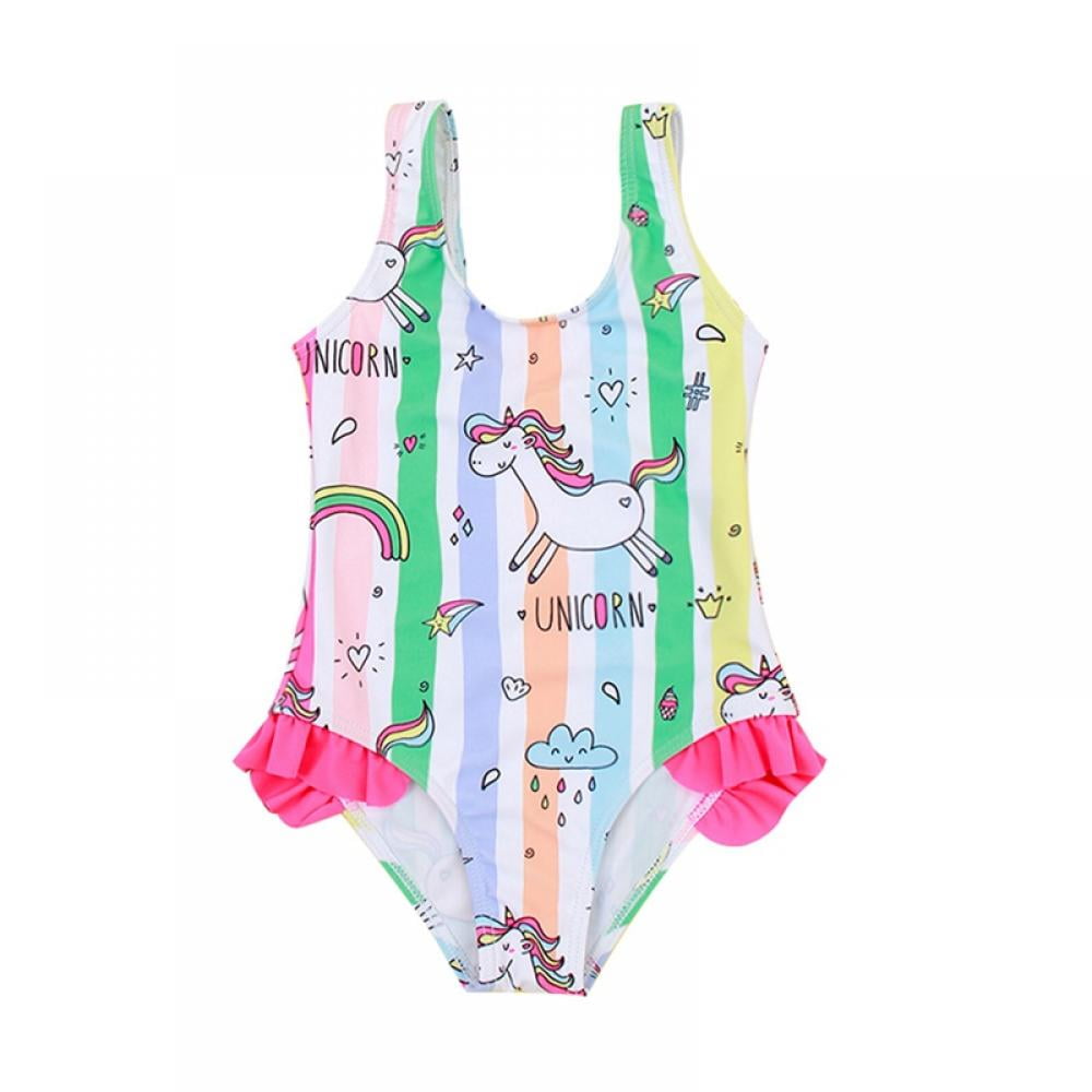 AJZIOJIRO Girl One Piece Swimsuit Ruffle Strap Cartoon Princess ...