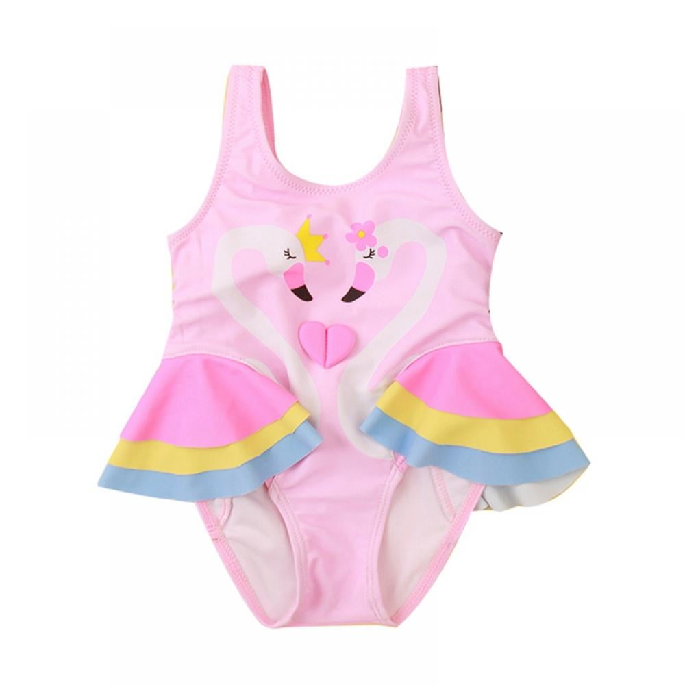 AJZIOJIRO Girl One Piece Swimsuit Ruffle Strap Cartoon Princess ...