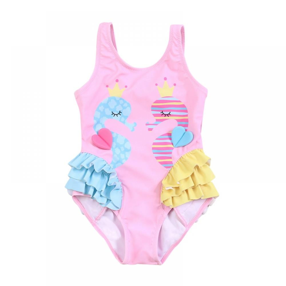AJZIOJIRO Girl One Piece Swimsuit Ruffle Strap Cartoon Princess ...