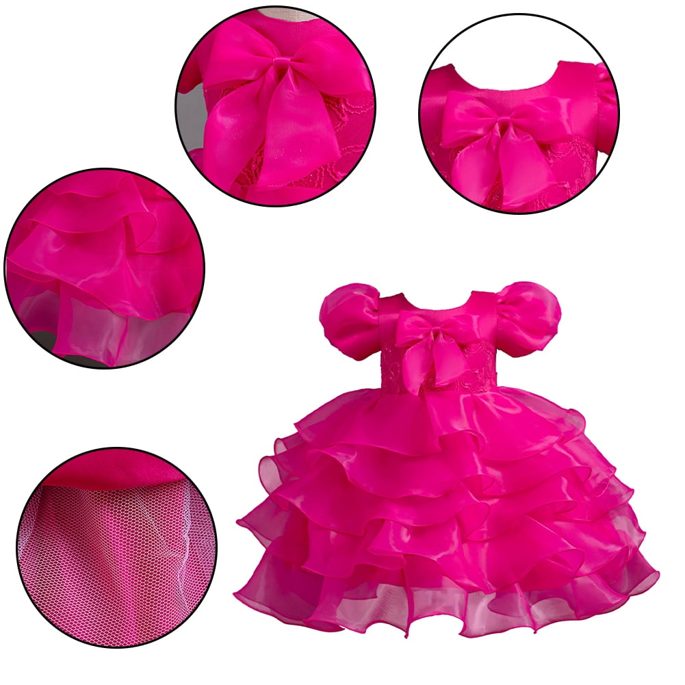 AJZIOJIRO Girls Cake Tutu Dresses Kids Solid Color Princess Dress ...