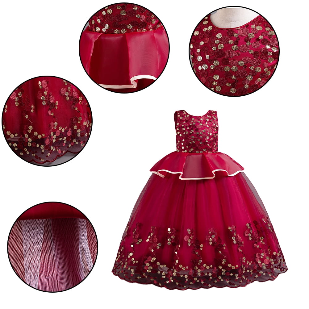 AJZIOJIRO Kids Girl Gowns Embroidered Princess Dresses Flower Wedding ...