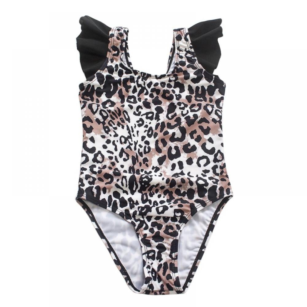 AJZIOJIRO Kids Girls One Piece Swimsuits Ruffle Swimwear Beach Bathing ...