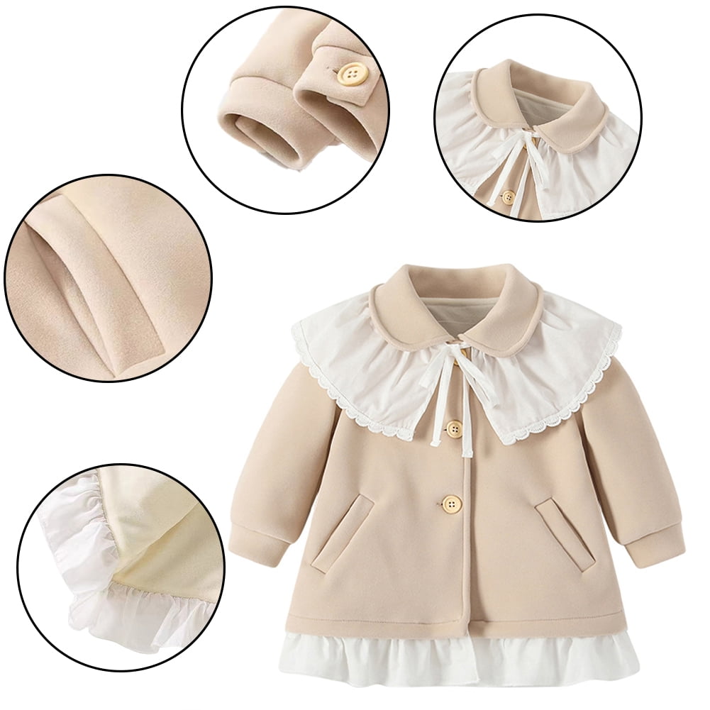 AJZIOJIRO Kids Girls Thickened Overcoat Dress Outfit Button Long Sleeve ...