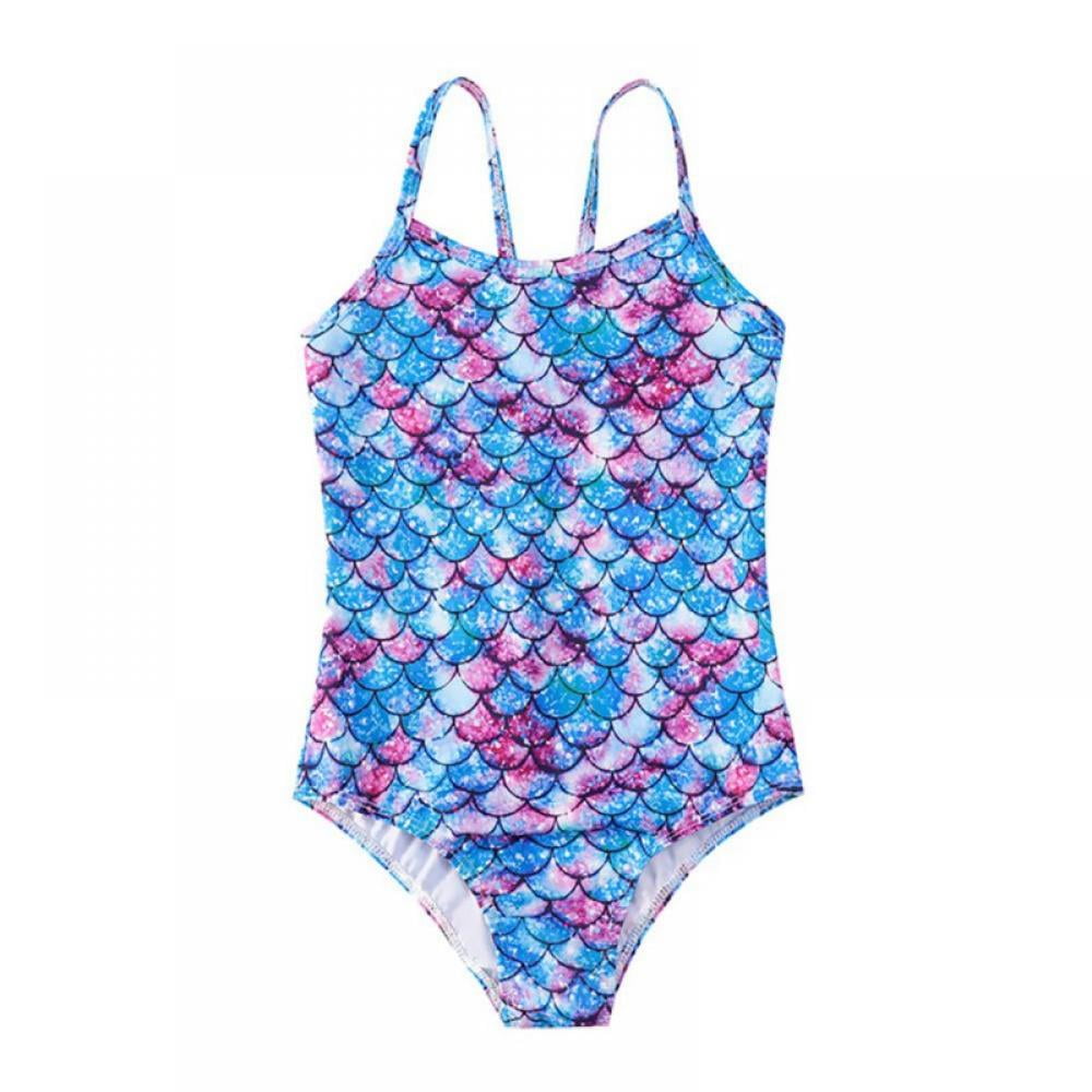 AJZIOJIRO Little Girls One-Piece Swimwear Beach Bathing Suit Fish Scale ...