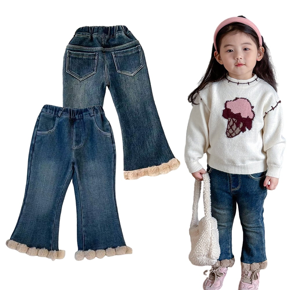 AJZIOJIRO Toddler Baby Girls Flare Jeans Kids Bell Bottom Denim ...