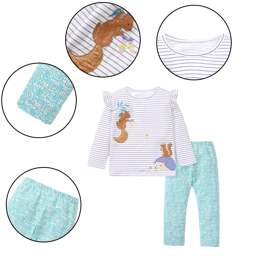 AJZIOJIRO Toddler Girls 100% Organic Cotton Pajama Sets Baby Long ...