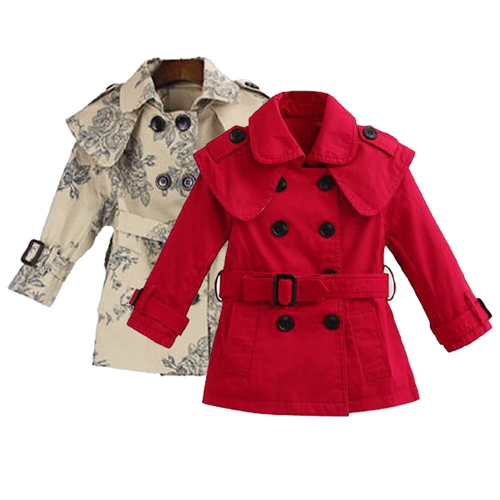 AJZIOJIRO Toddler Kids Girls Trench Coat Dress Outerwear Long Sleeve ...