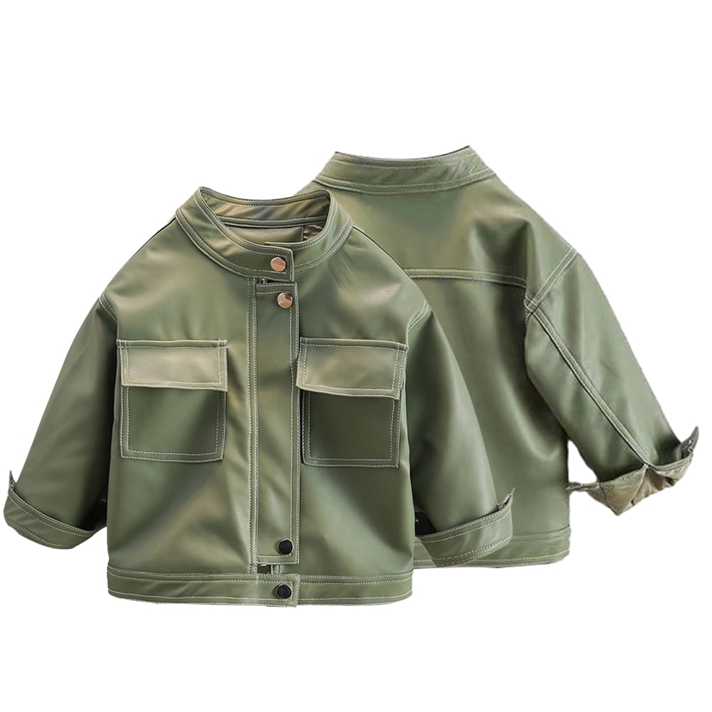 AJZIOJIRO Toddler Leather Jacket Boys 1-12Y Kids Spring Faux Leather ...
