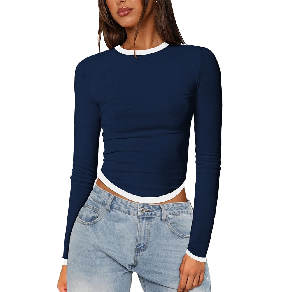 AJZIOJIRO Women Summer Casual Cotton Shirt Tops Long Sleeve Slim T ...
