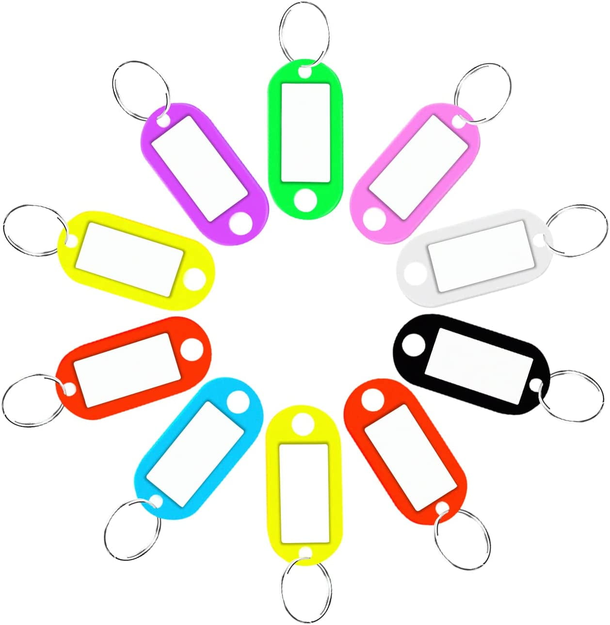 AK 50 Pack Key Tags Flexible Keychain Tags Organizer with Labels Window ...