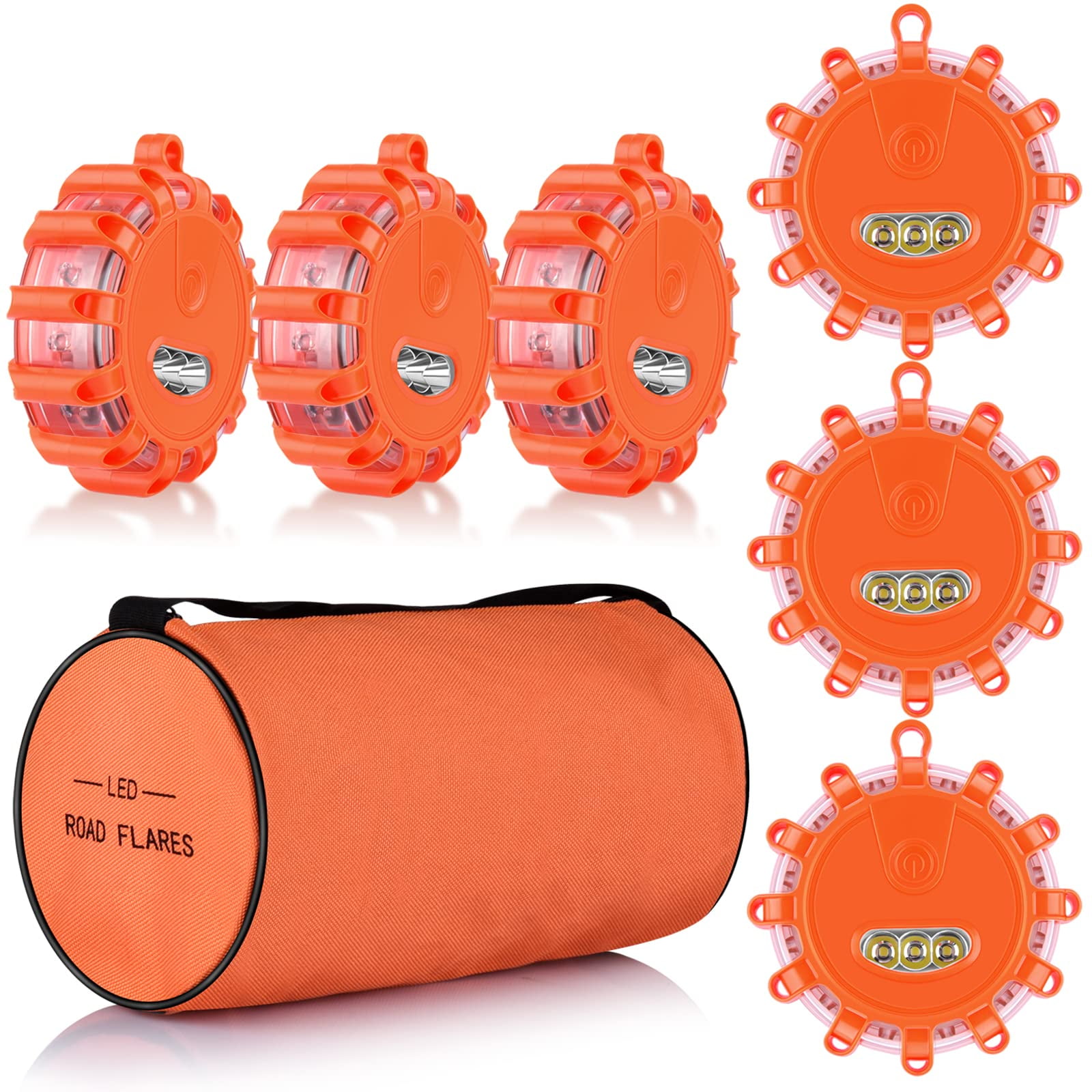 AK [6 Pack] LED Road Flares BSL1 Safety Flashing Warning Light Roadside ...