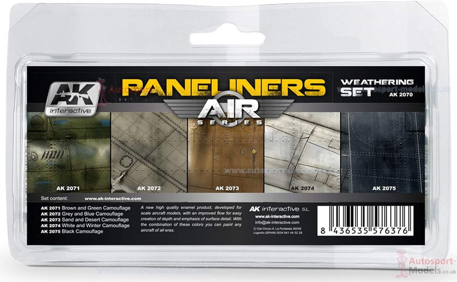 AK Interactive Air Series: Panel Liners Weathering Combo Enamel Paint ...