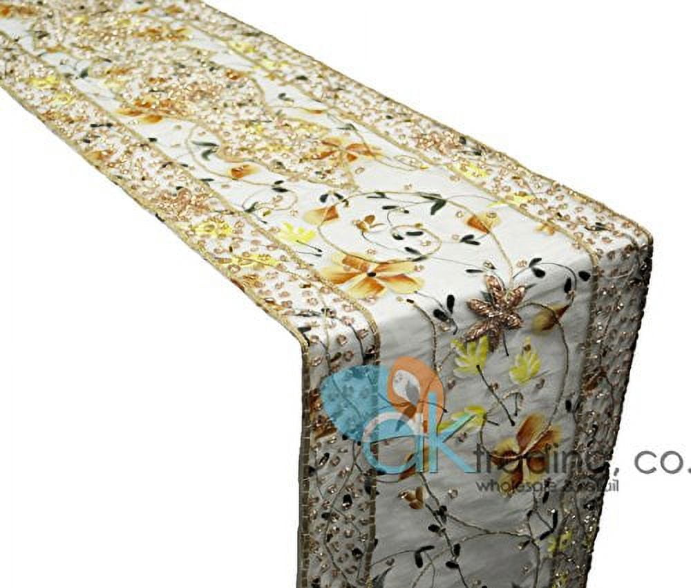 AK TRADING CO. 14" x 72" Hand Painted and Embroidered Design Table ...